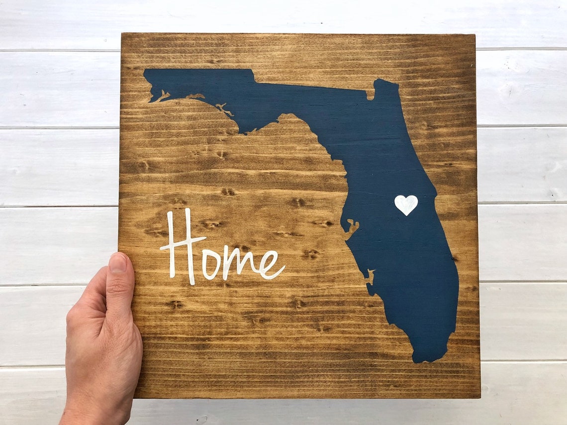 Florida Home Sign Florida map Florida Sign Custom Sign | Etsy